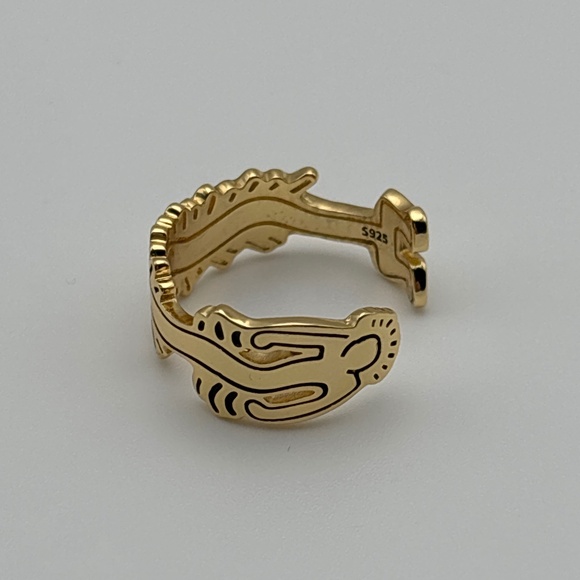Jewelry | Gold Color Ring Size 9 Keith Haring Inspired Design | Poshmark